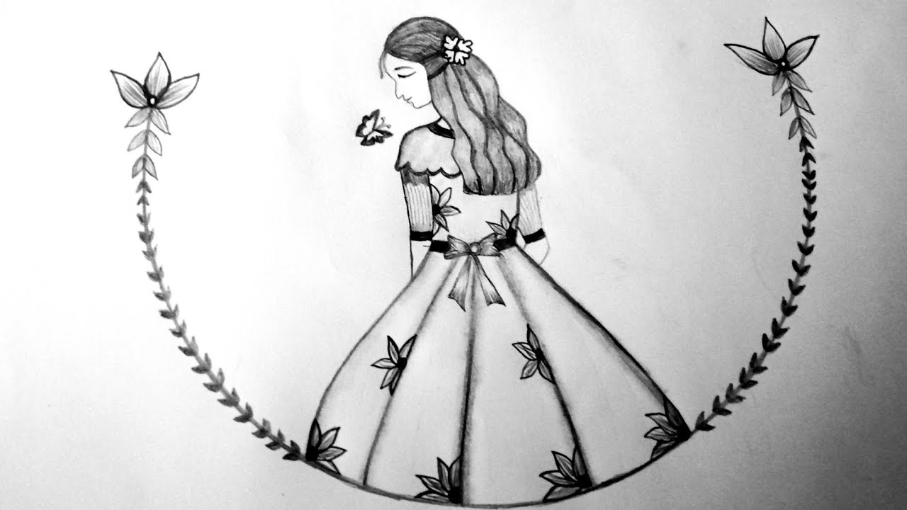 How To Draw Beautiful Girl With Butterfly Pencil Skatch Step By Step Easy Drawing Youtube