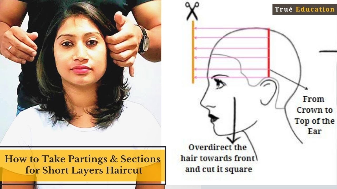 How to Take Partings & Sections for Short Layers Haircut || Step by ...