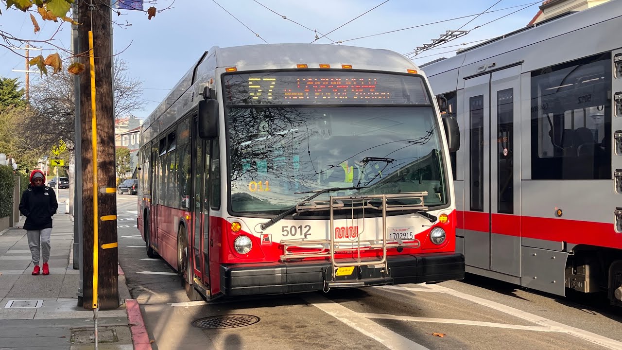 ⁴ᴷ⁶⁰ (FULL ROUTE) SF MUNI Nova Bus LFSe+ #5012 on 57 Parkmerced - to ...