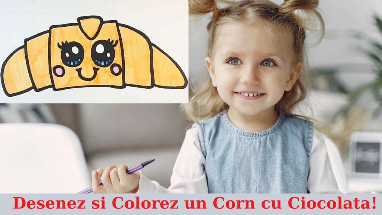 Desenez si Colorez un Corn cu Ciocolata I How to Draw croissant I ...