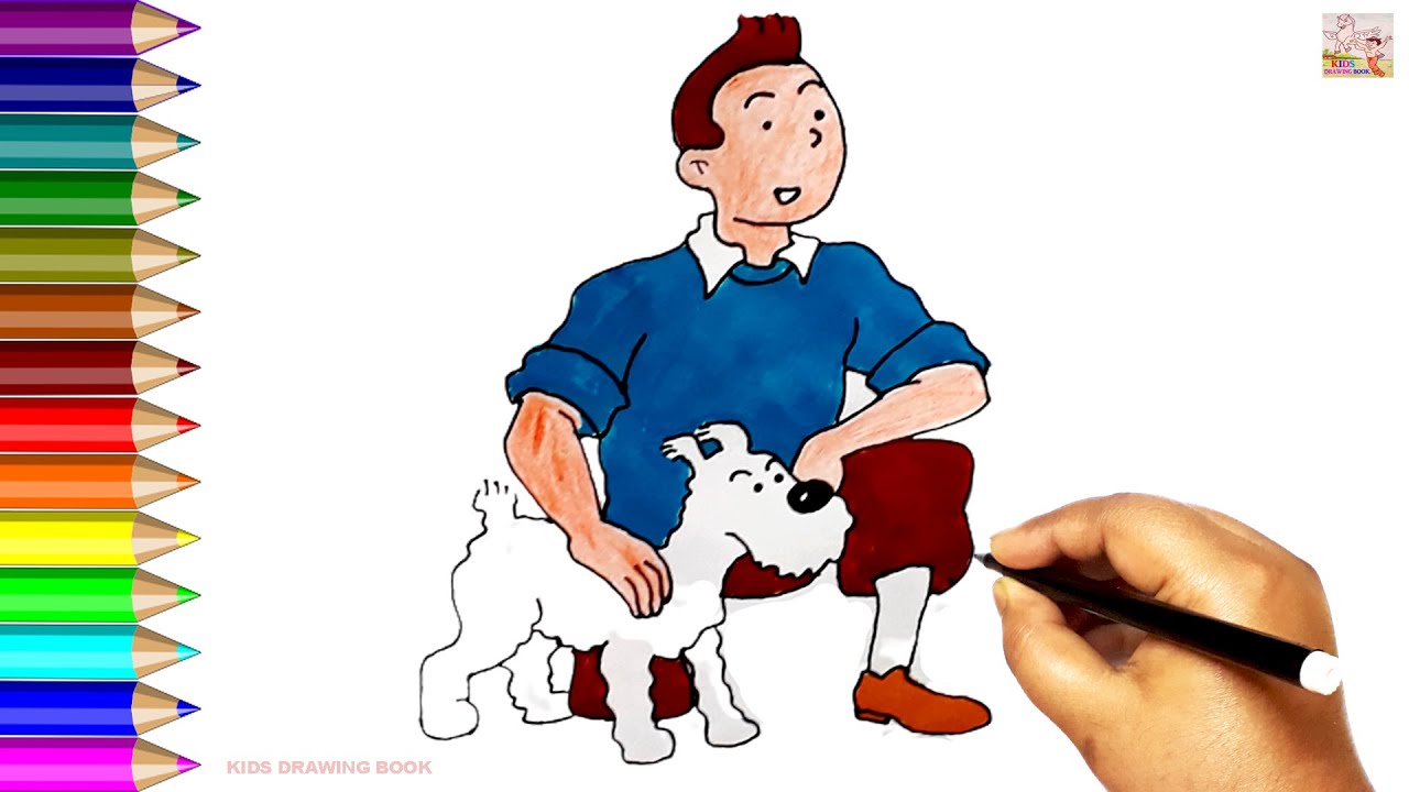 HOW TO DRAW TINTIN AND SNOWY STEP BY STEP ! KIDS DRAWING BOOK - YouTube
