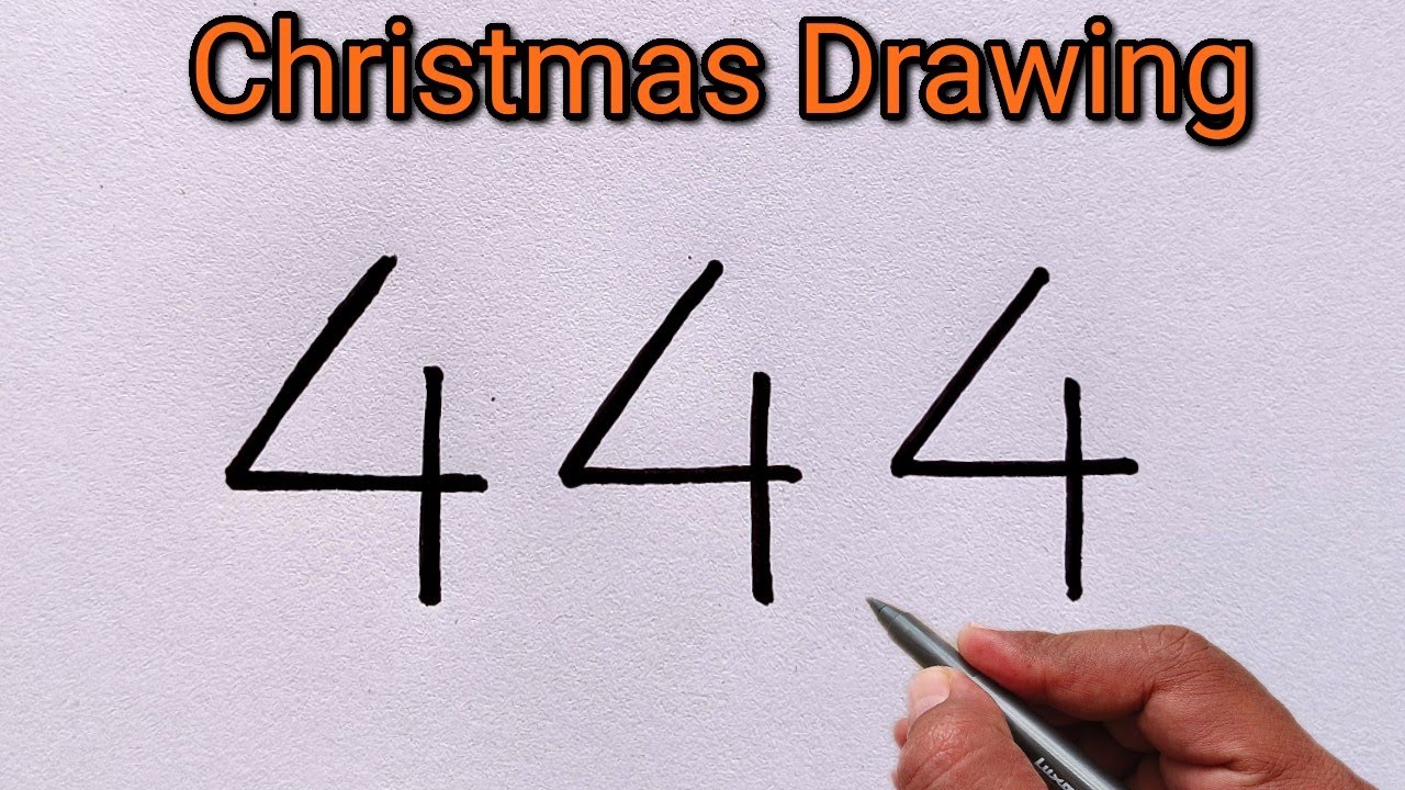 Christmas Drawing | How to Draw Christmas Drawing From Number 444 ...