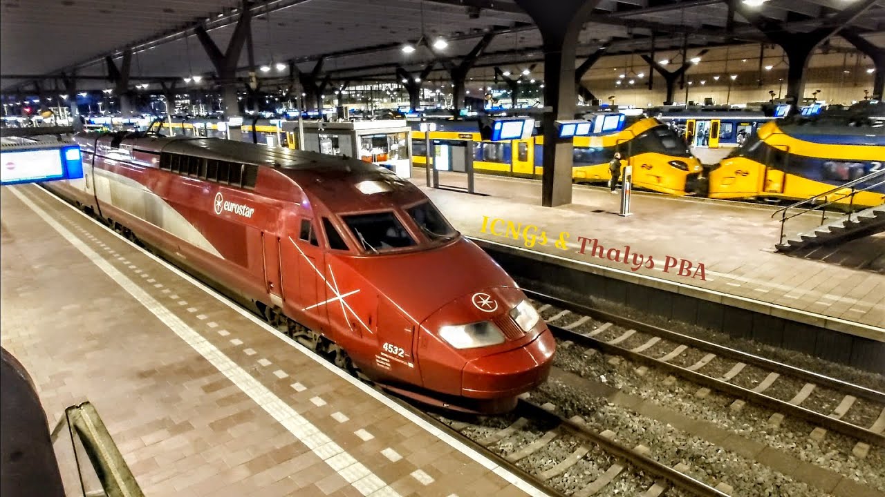 ICNGs arrive; Red Eurostar PBA departs! Aerial view at Rotterdam ...
