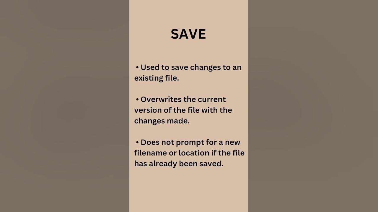 Difference Between Save And Save As Youtube