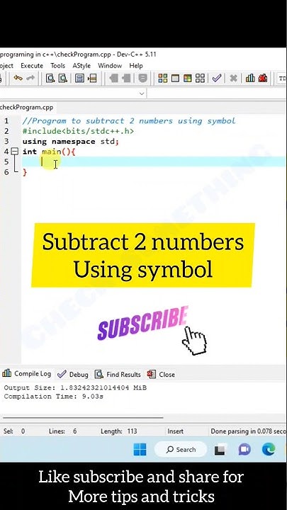 how to subtract 2 numbers using - operator in C++ | #subtraction #programming #code - YouTube