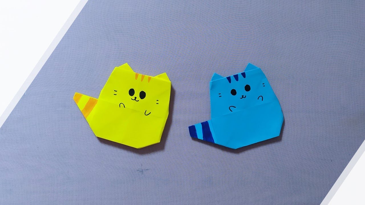 Cara membuat Kucing Origami | Kucing Pusheen Origami - YouTube