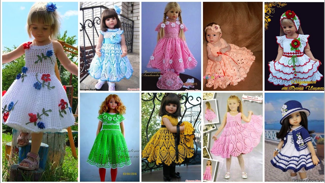 Very Very Cute And Charming Hand Knitted Crochet Baby Flare Frocks ...