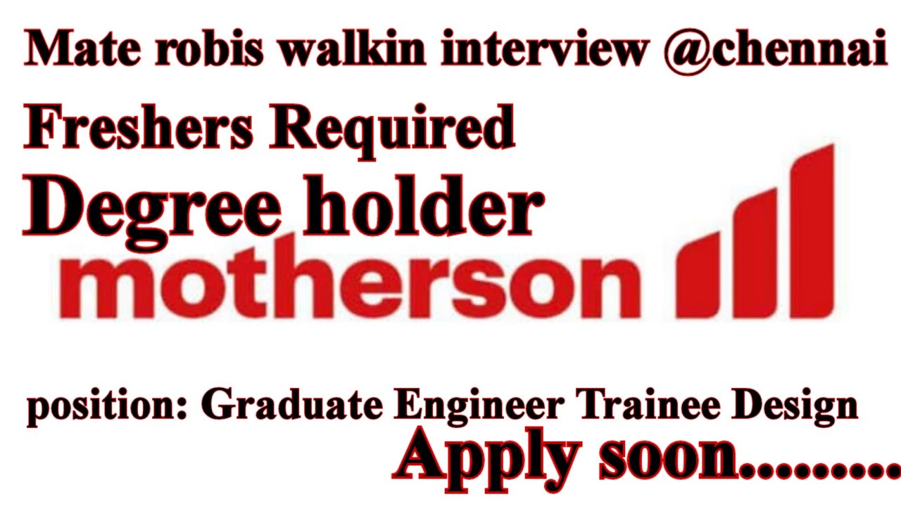 MATE ROBIS HIRING || MOTHERSON FAMILY || APPLY SOON ONLINE..... - YouTube