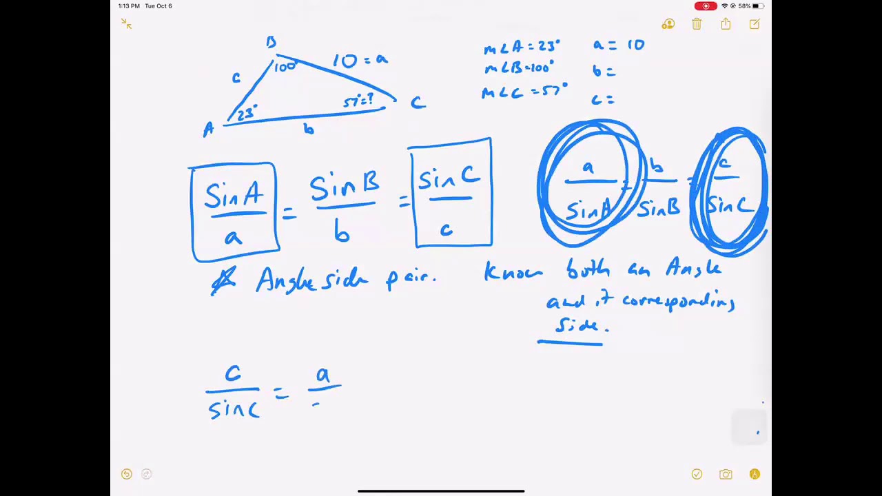 Precalculus Solving triangles: Law of Sines. - YouTube