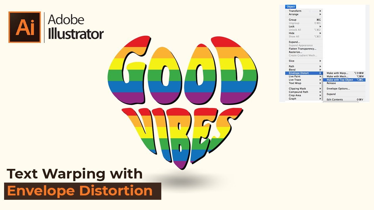 Warp Text with pride theme in Adobe Illustrator CC | Text Warping with ...
