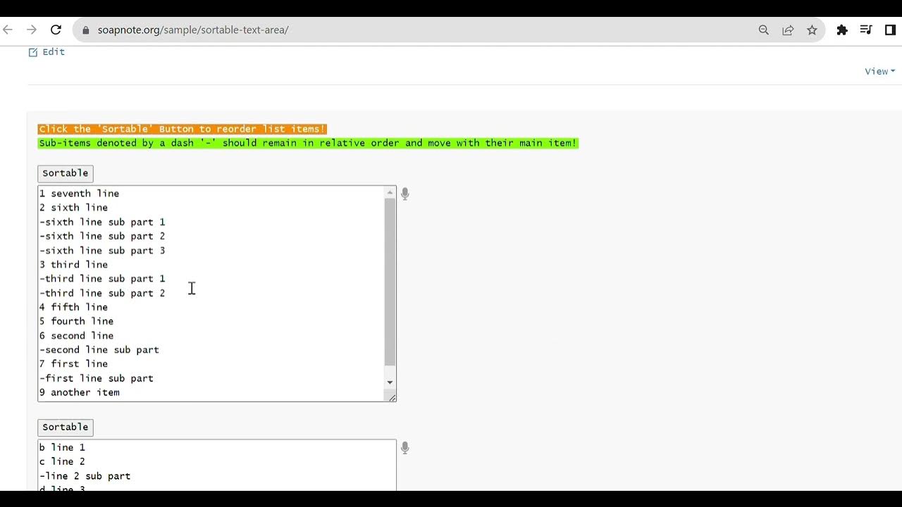 Sortable Text Areas Part 2 - YouTube