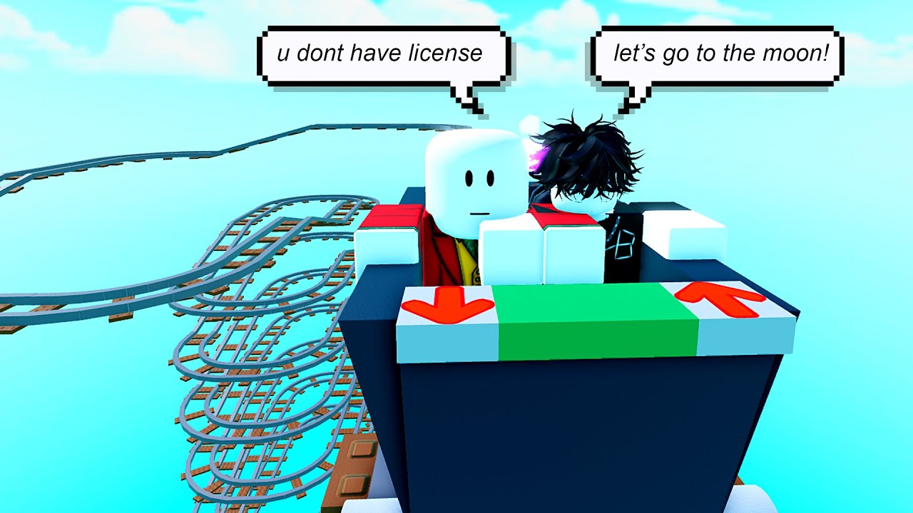 ROBLOX, BUT WE GET TO THE MOON USING ONLY A CART RIDE - YouTube
