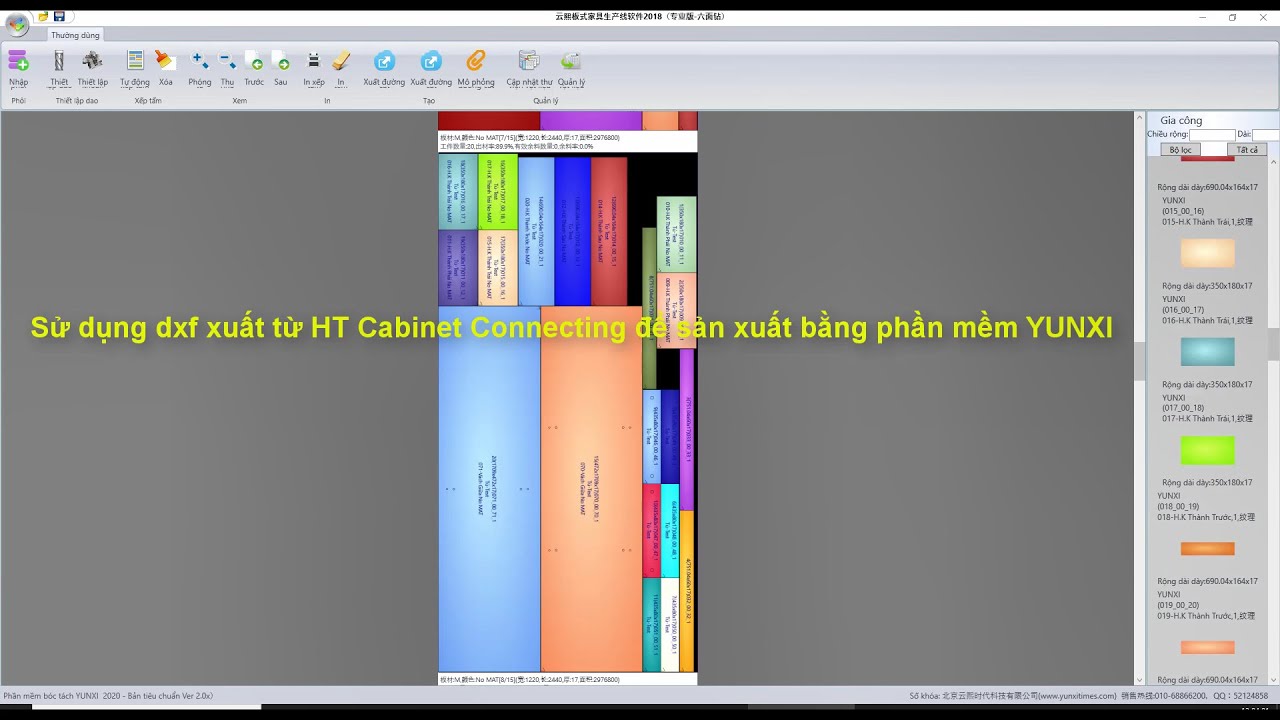 07- Hướng dẫn thao tác trên phần mềm YUNXI cho dxf xuất từ HT Cabinet ...