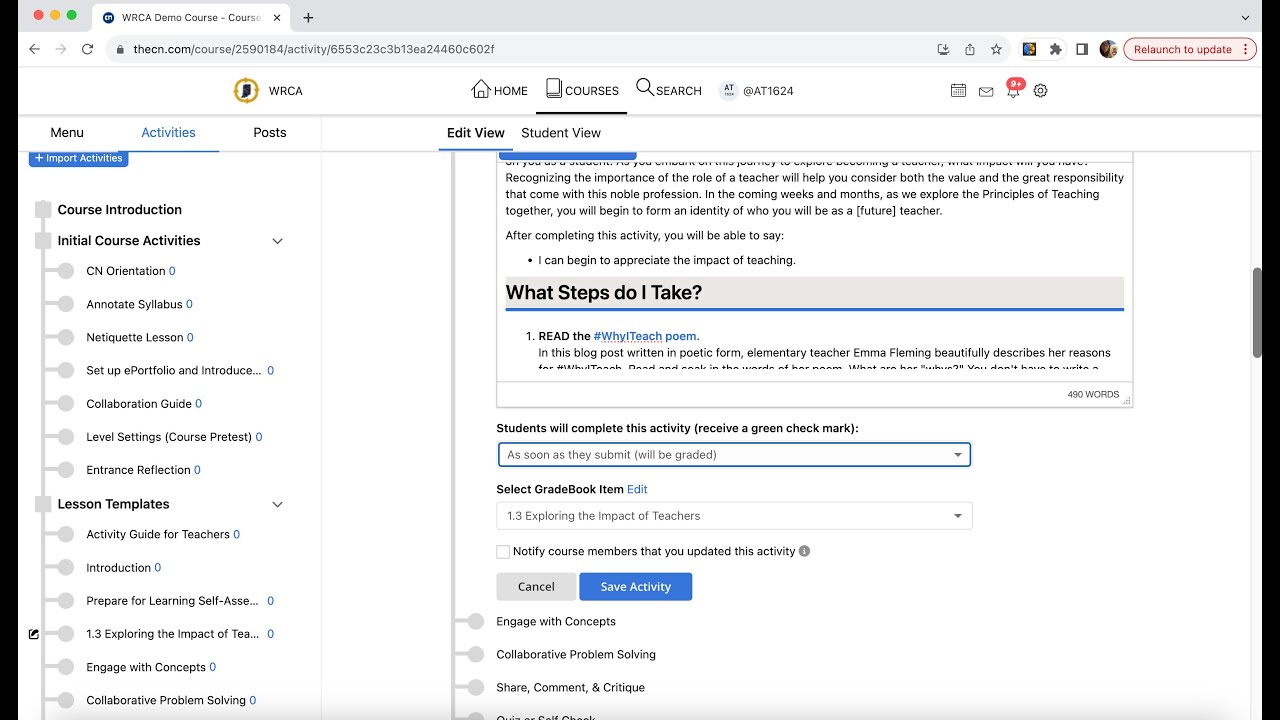 Set Up Post Activity - YouTube
