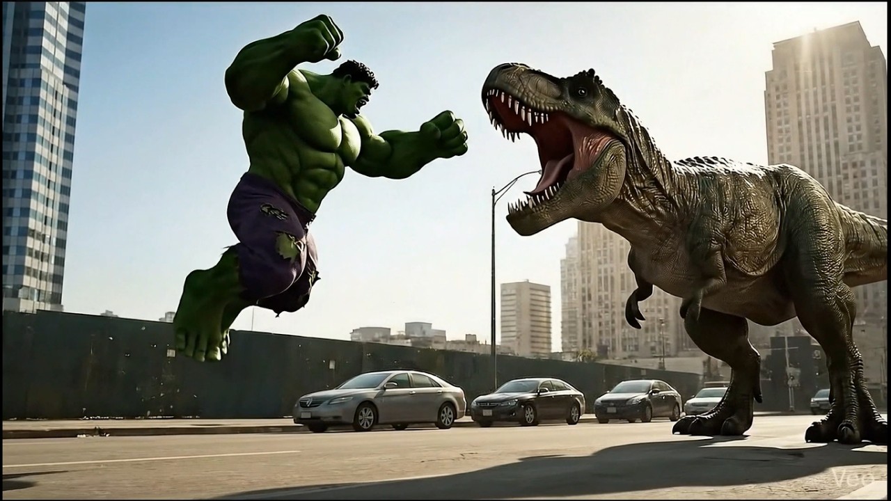 Battle of monsters Hulk vs T Rex - YouTube
