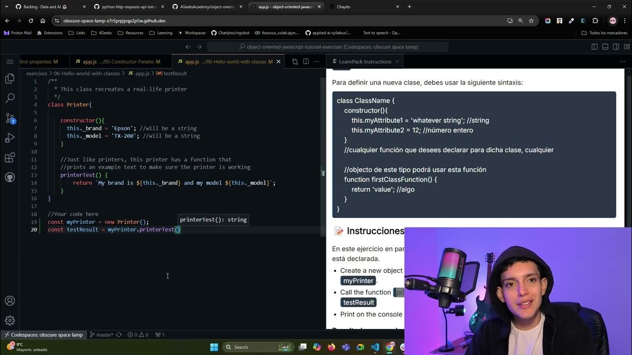 🚀 Programación Orientada a Objetos en Javascript - 06 - Hello World con clases - YouTube
