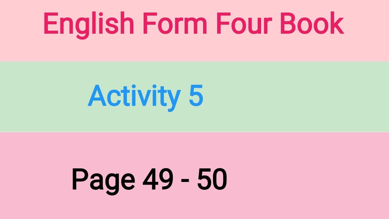 Lesson 23: Activity 5: (page 49 - 50) English Form Four - YouTube