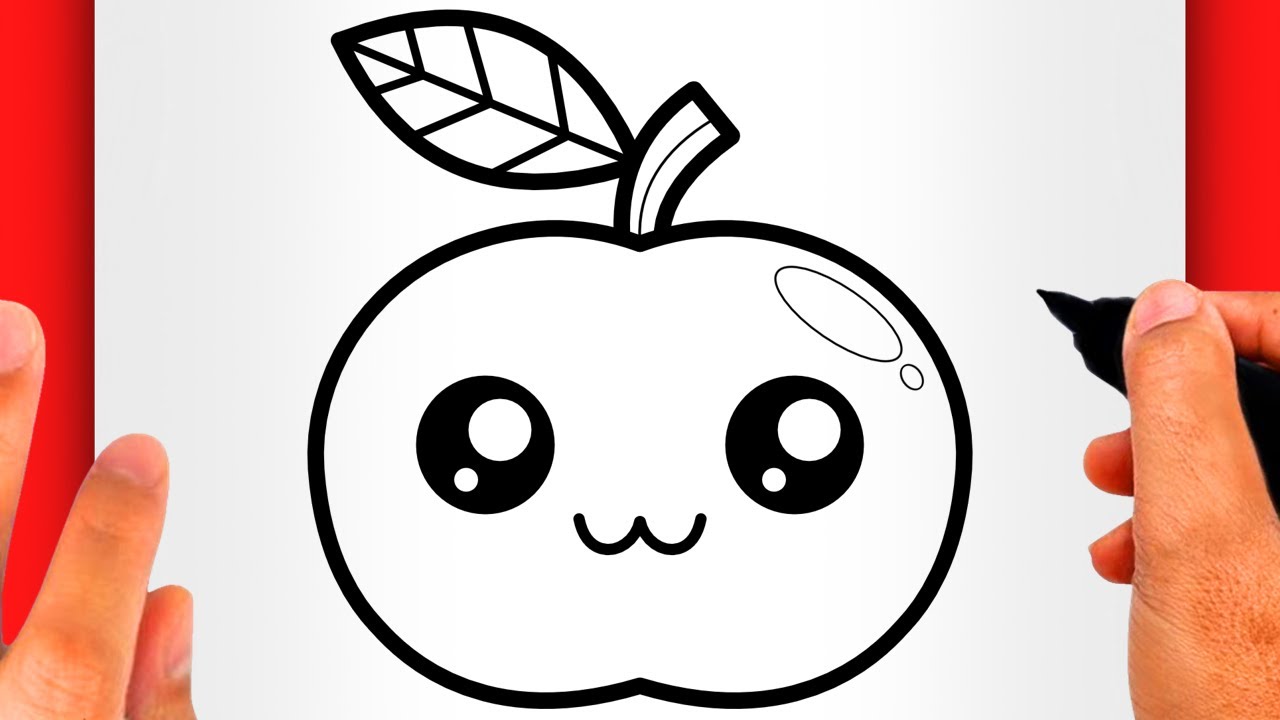 HOW TO DRAW AN APPLE (EASY) - Cute Apple Drawing (EASY) - YouTube