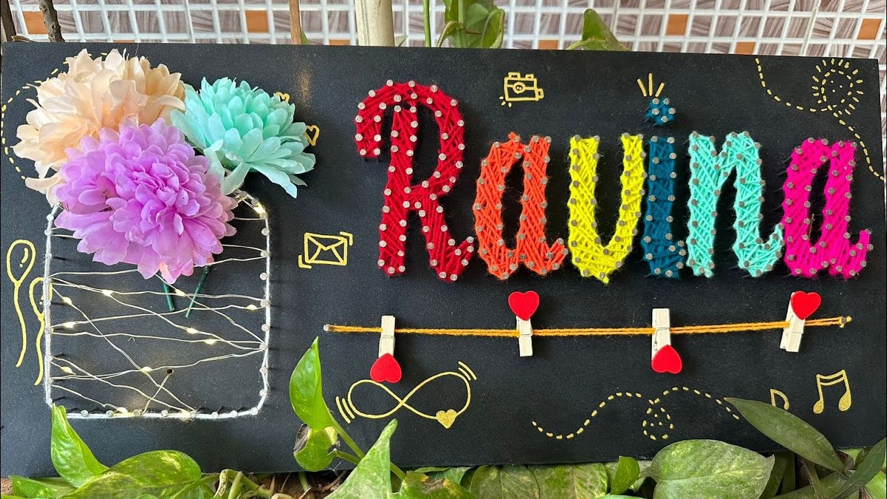 Making name plate by string art 🎨 for gift 🎁 😍😊 - YouTube