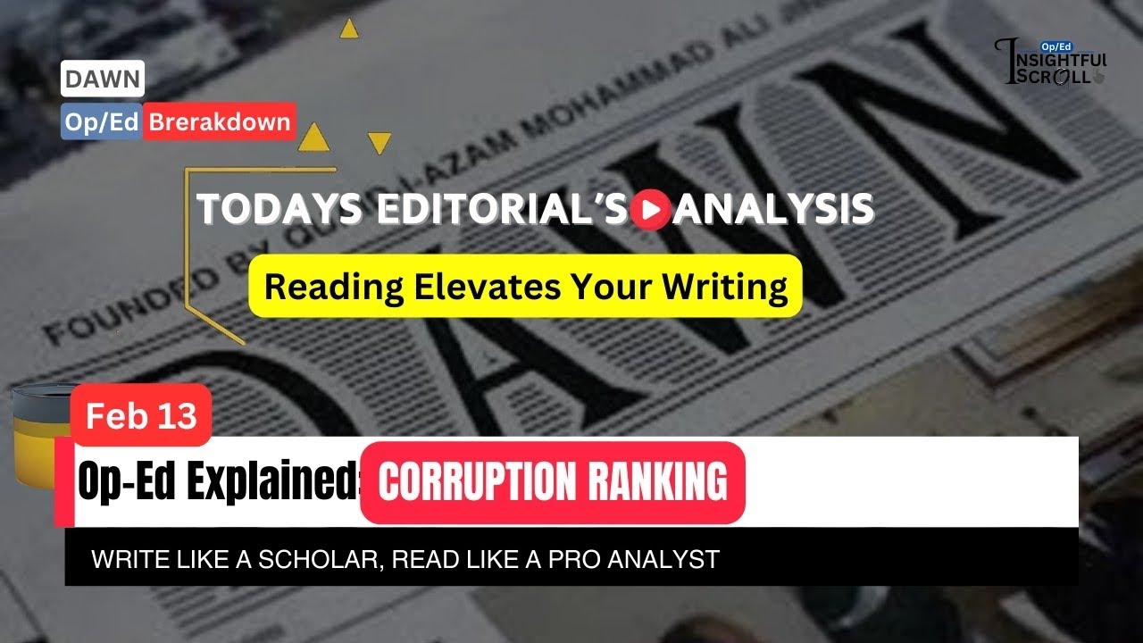 Today's DAWN News Editorial |I Corruption Ranking|Abusel 13 February ...