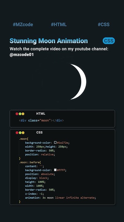 🌙 Moon Animation Stunning Night Sky Effect Html And Css Mzcode01 Css Coding Shorts