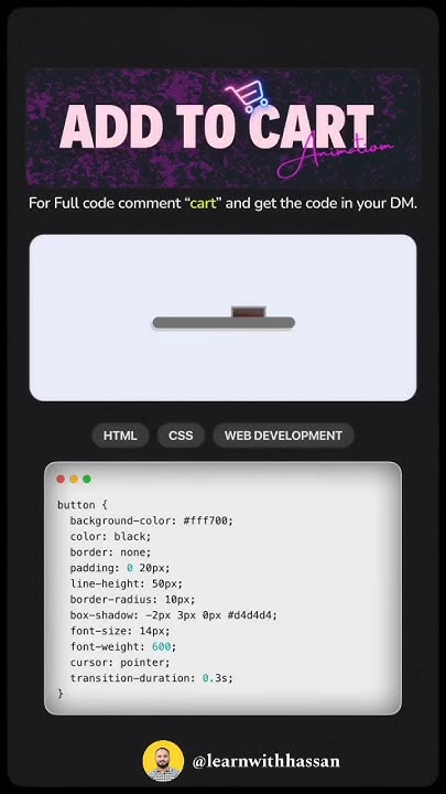 Add To Cart Button Animation Using Html Css Javascript Shorts