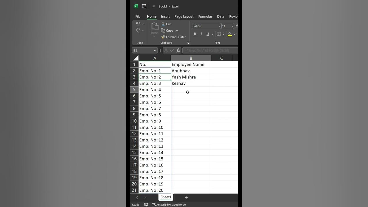 Generate Dynamic Serial Number In Excel Youtube