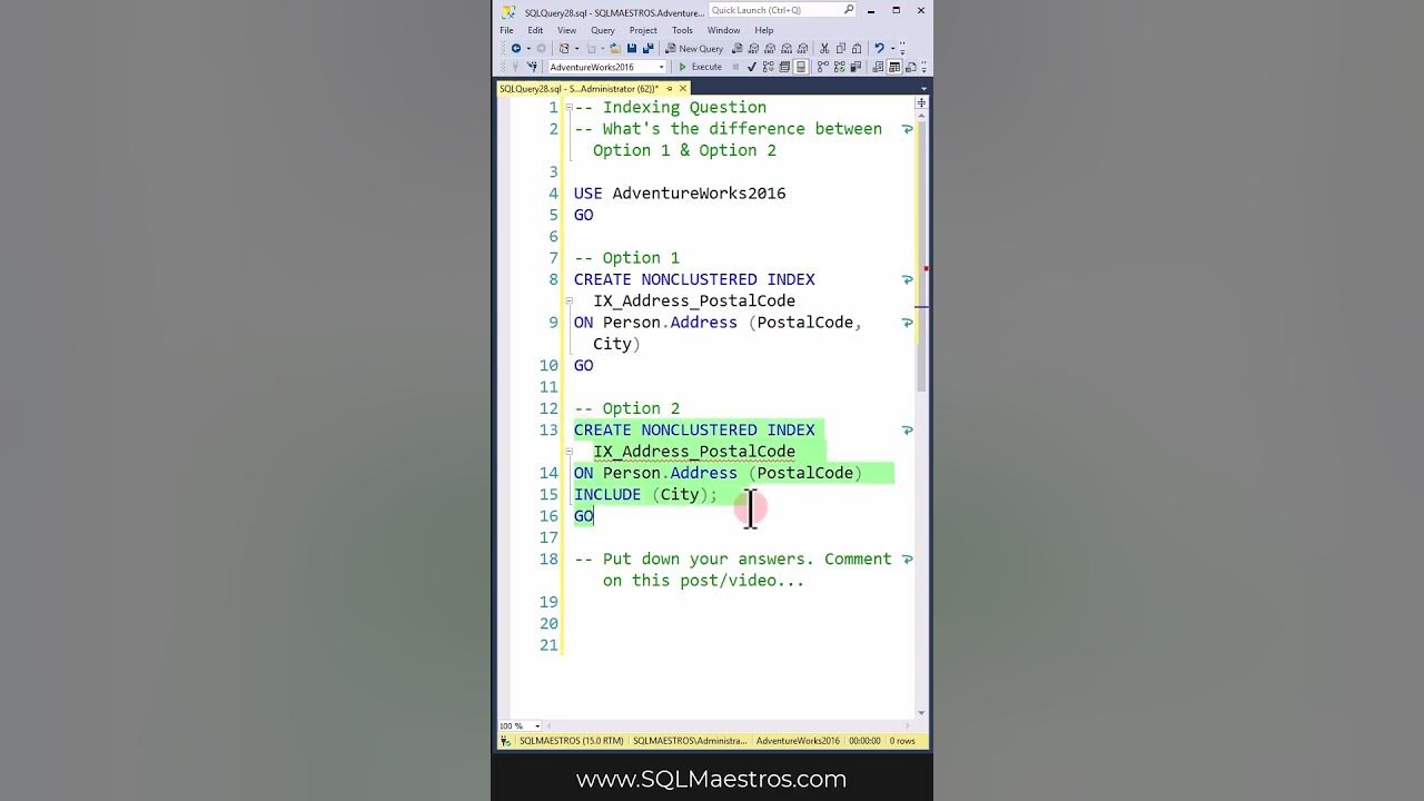 SQL Server Indexing Question 1 - YouTube