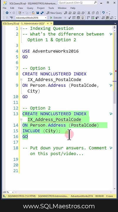 SQL Server Indexing Question 1 - YouTube