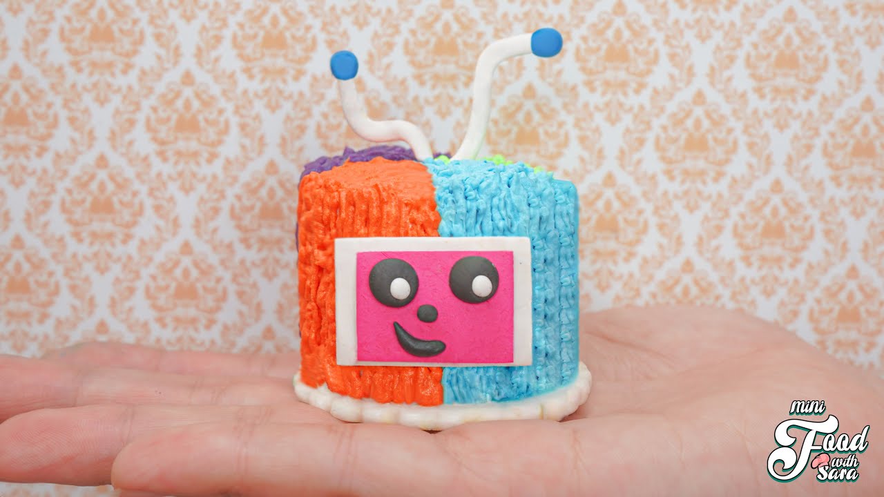 Decorating a miniature TV cream cake 📺 miniature TV cake ASMR - YouTube
