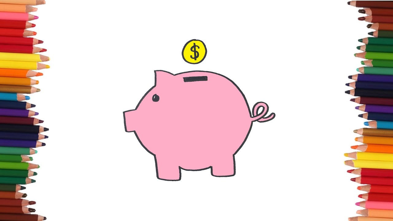 como dibujar una alcancia de cerdito | Dibujos faciles - YouTube