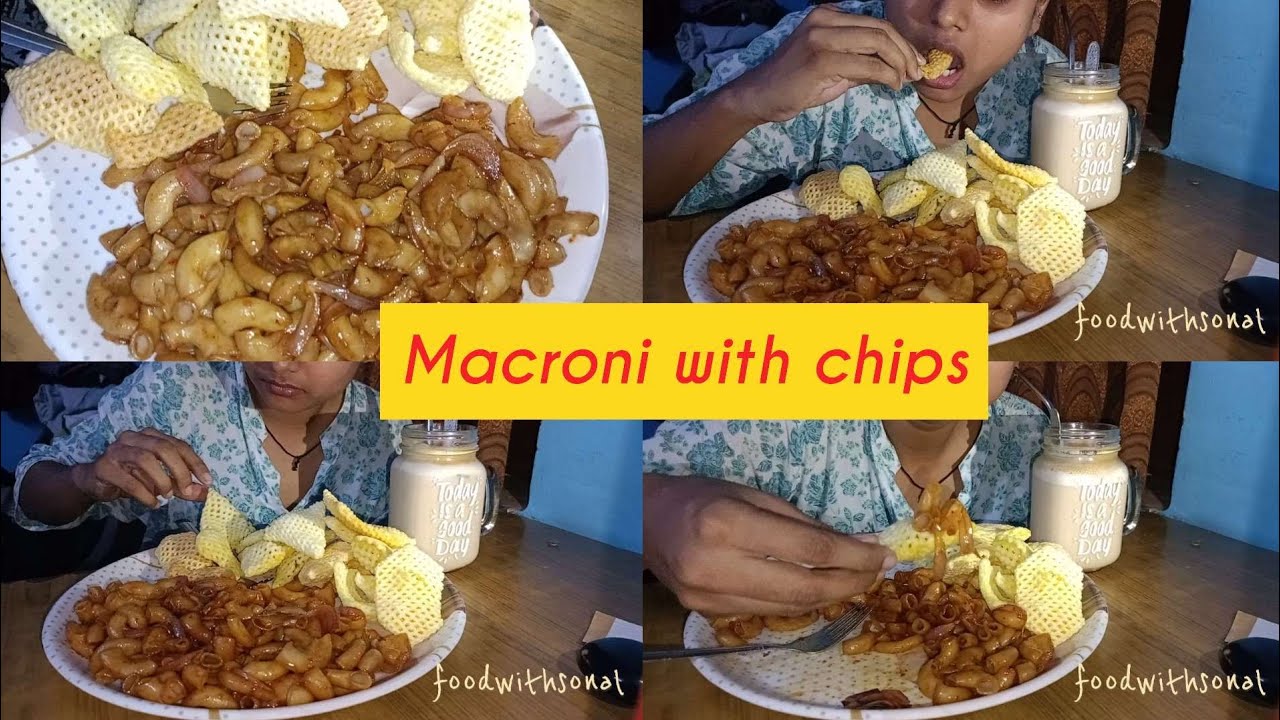 ASMR Mukbang | Masala Macaroni with Crunchy Chips 🍝🍟 | Spicy Desi Eating Sounds | No Talking ...