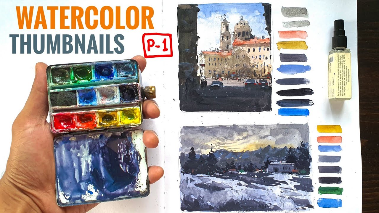 Watercolor Thumbnail Sketches (PART-1) | Menorah Sketchbook Review ️ ...
