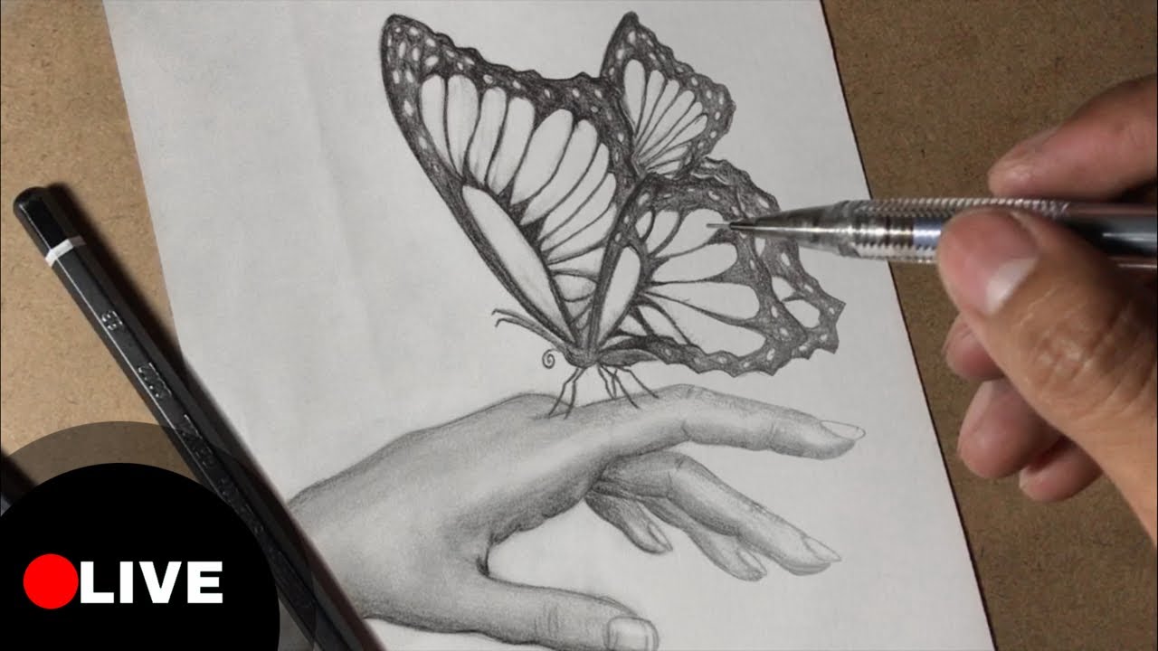 Como Dibujar una Mariposa en Una Mano #dibujo #dibujante #dibujode ...