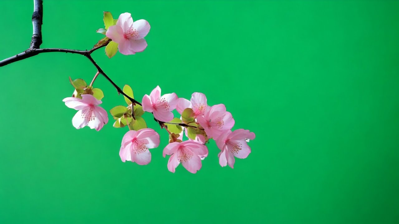 Flower branch green screen | Green screen flower video | Pink flower ...