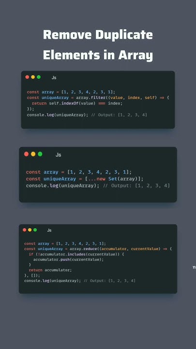 Javascript Duplicate Elements Remove😎🤏🏻 #coding #javascript #shorts - YouTube