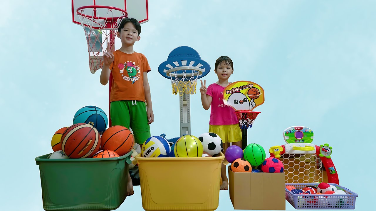 Learn Colors and Sizes with Sport Balls - Basketball Shooting on All ...