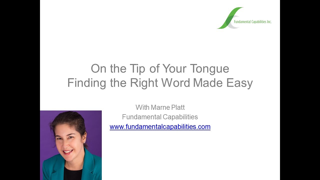Finding the Right Word - YouTube