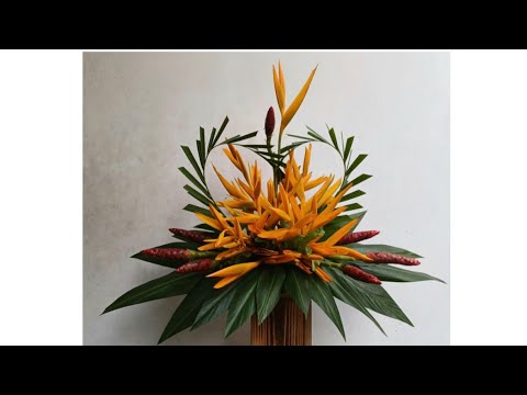 e.303 Rangkaian bunga heliconia kuning & pacing pentul - YouTube