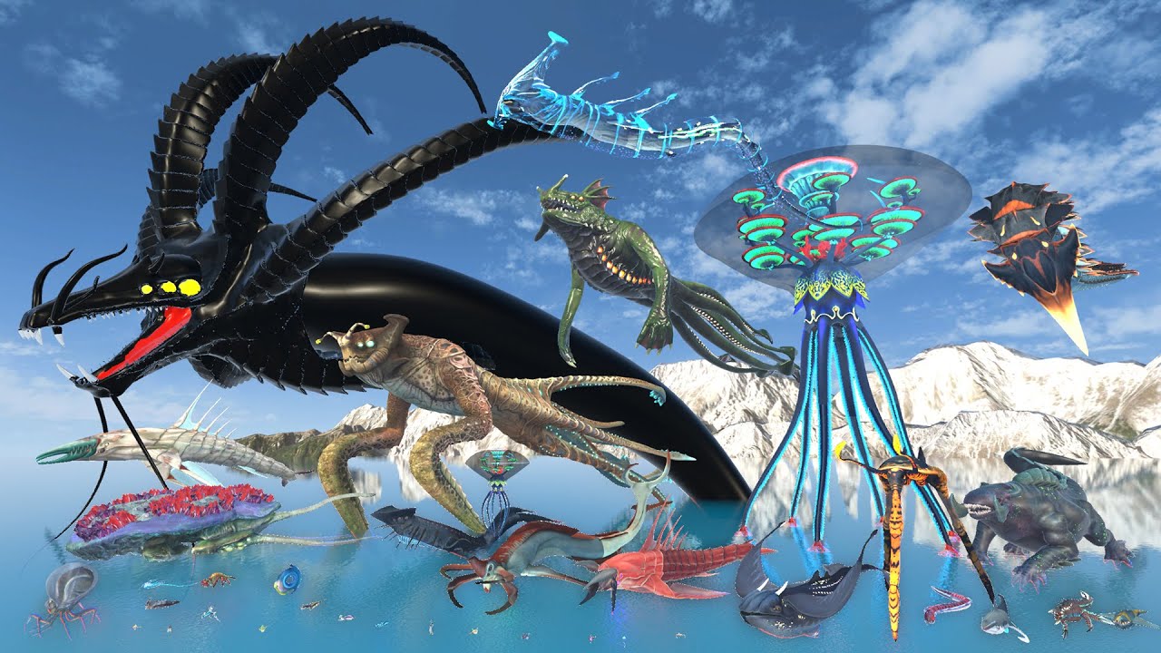 Subnautica Sea Monster Size Comparison in 3D Animation - YouTube