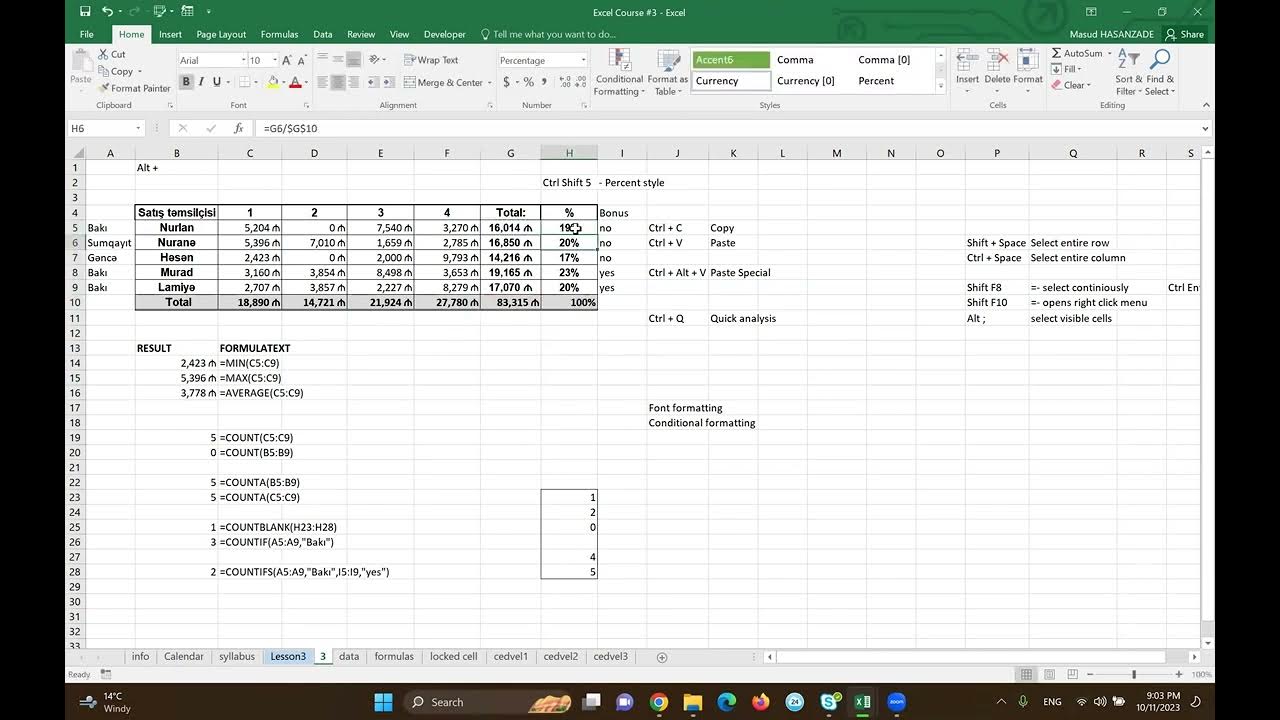 Excel training Lecture 3_ 11.10.2023 part2 - YouTube