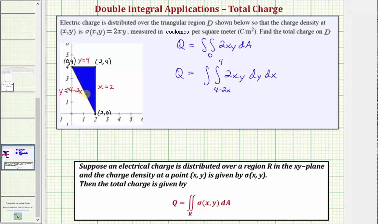 Double Integrals - Find the Total Charge Over a Triangular Region - YouTube