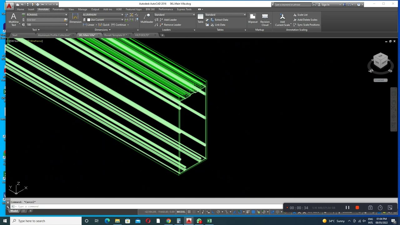 Aluminium Profile 2D👉3D Drawing/AutoCAD 2016/By: Donrovert - YouTube