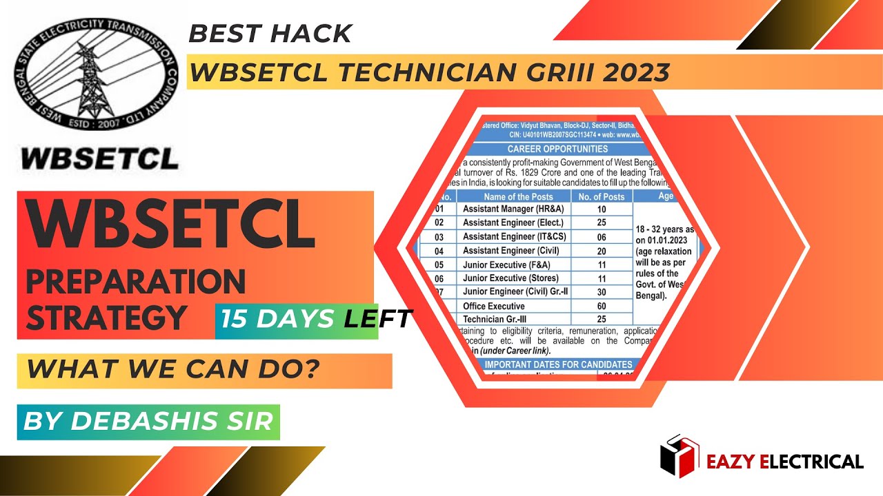 WBSETCL Technician Electrical Preparation Strategy for last 15 Days I ...