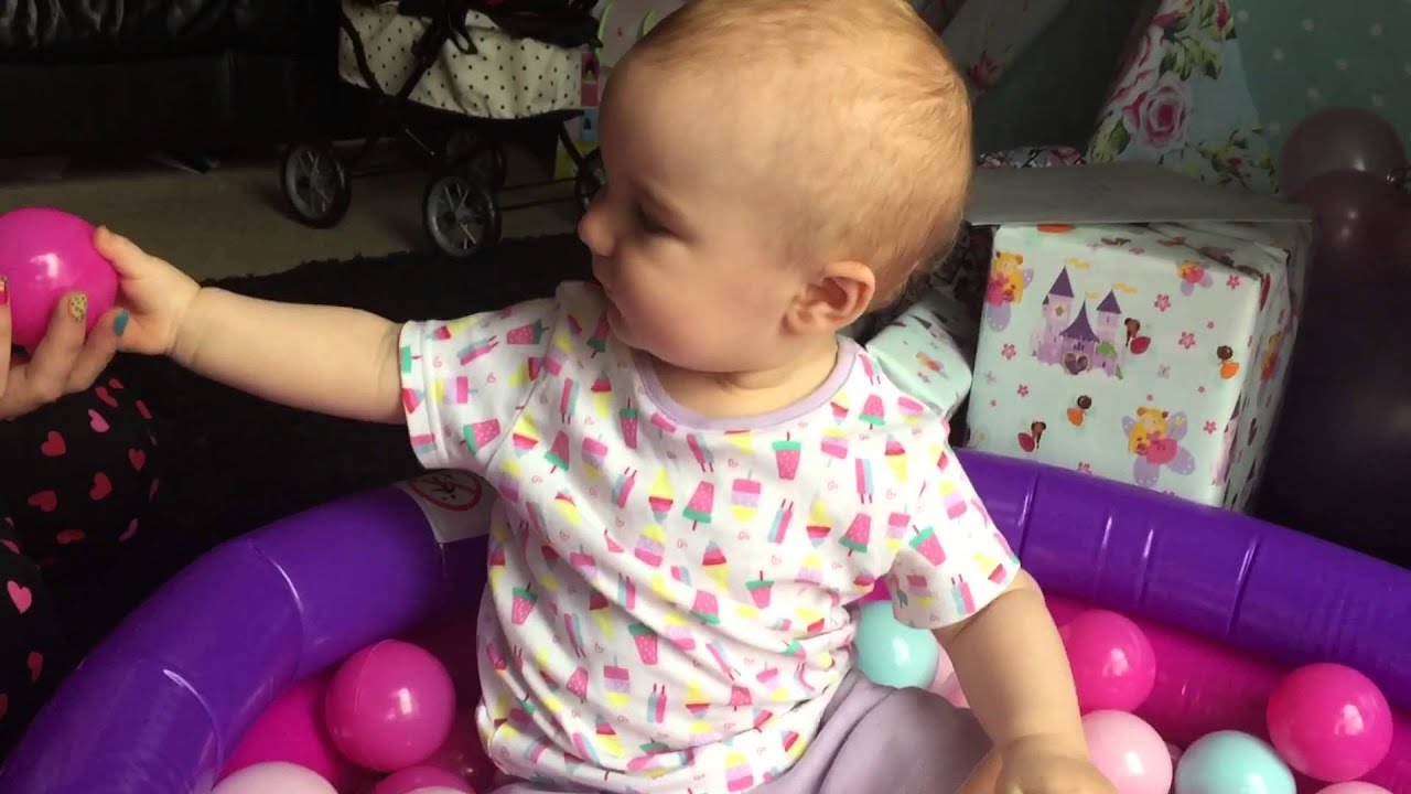 Elsie-Rose Walk in to all her Presents 1st Birthday Morning - YouTube