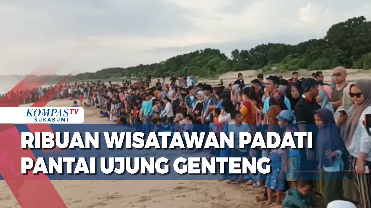 Ribuan Wisatawan Padati Pantai Ujung Genteng - YouTube