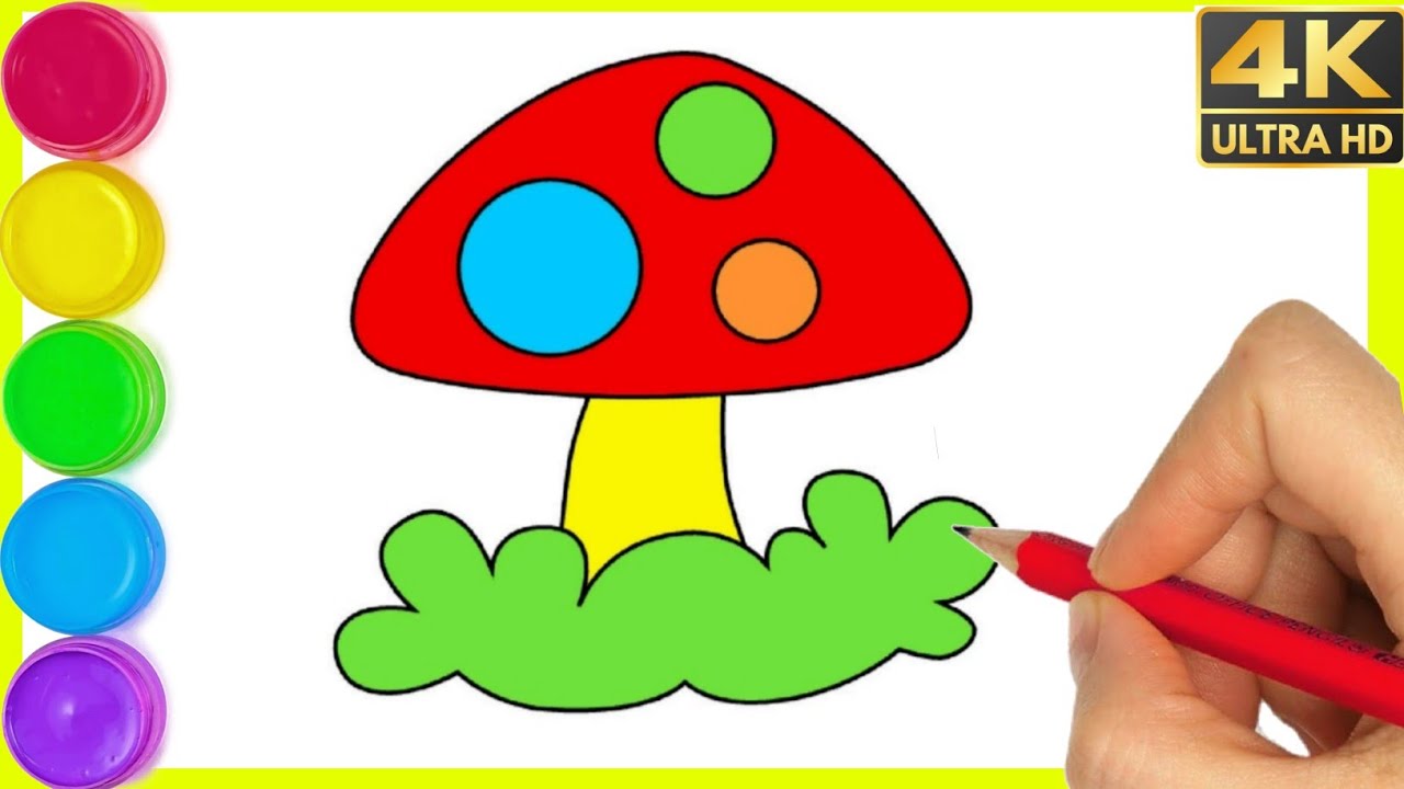 How to draw Colourful mushroom 🍄 Drawing easy / Mushroom drawing step ...