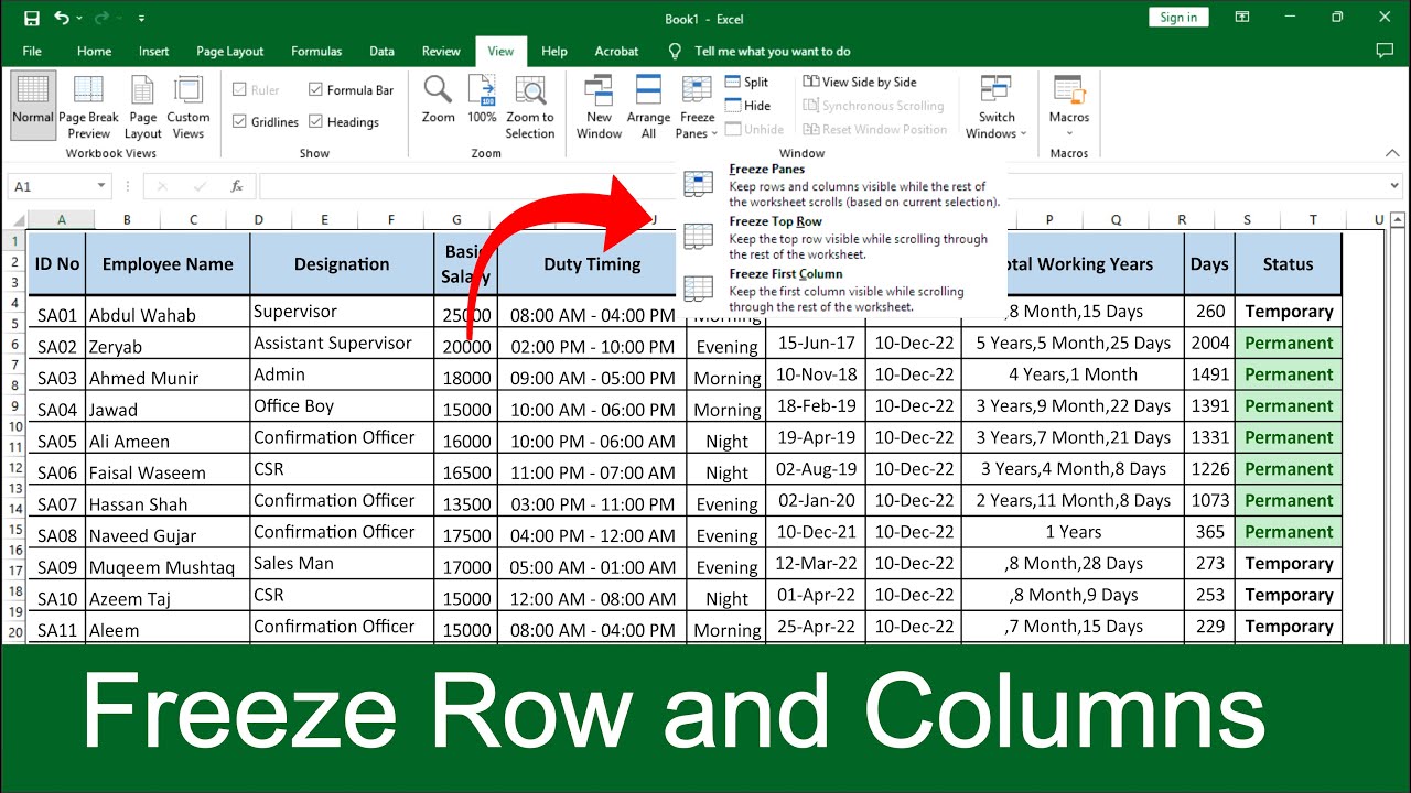 How To Freeze Multiple Row Or Columns In Excel Freeze Panes Youtube