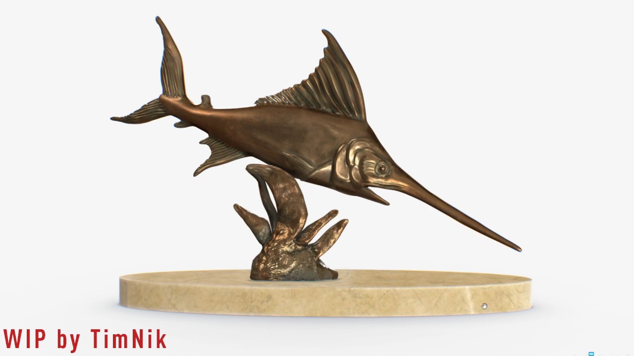 Swordfish Sculpture Low-poly 3D model - YouTube