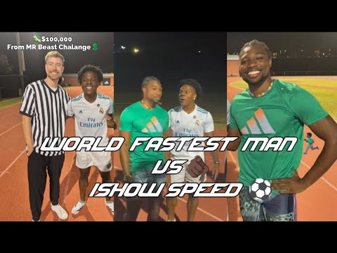World Fastest Man 🚀 VS Ishow Speed ⚽ |💲100,000 Chalange From💸Mr Beast # ...